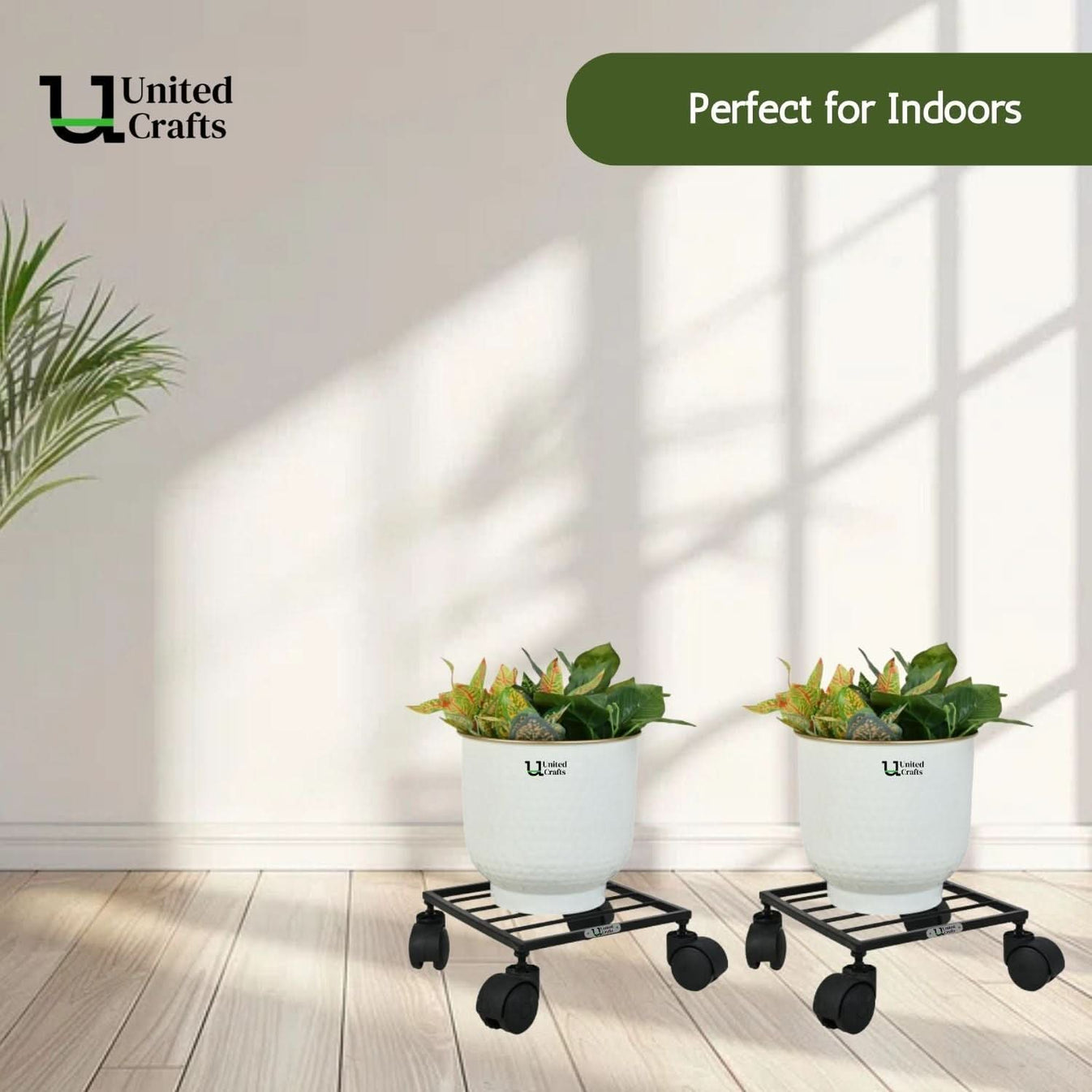 United Crafts Rozy Wheel Pot Stands for Planters – UnitedCrafts